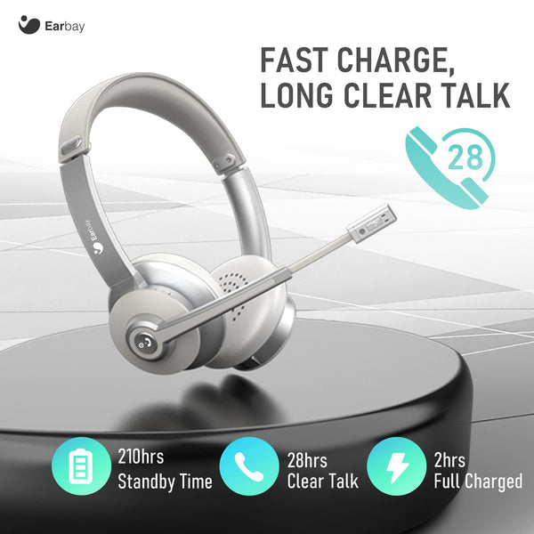 9-Earbay Wireless Headset, Bluetooth Headset with Microphone Noise Can – Earbay-Direct
