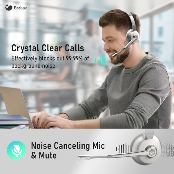 9-Earbay Wireless Headset, Bluetooth Headset with Microphone Noise Can ...